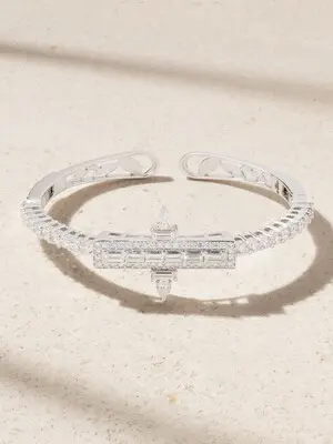 Yeprem 18-karat White Gold Diamond Bangle - Silver