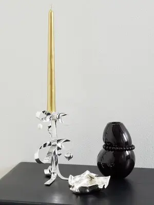 Completedworks Pearl-embellished -plated Candle Holder