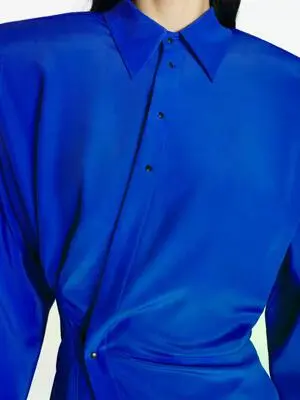 MUGLER Padded-shoulder Gathered Shirt