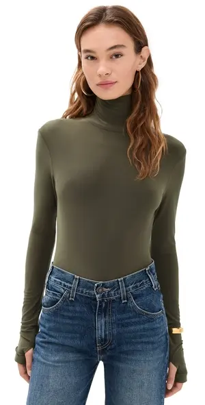 Norma Kamali Long Sleeve Turtle Bodysuit