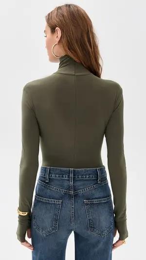 Norma Kamali Long Sleeve Turtle Bodysuit