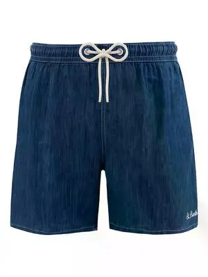 MC2 SAINT BARTH Linen-denim Swim Shorts - Blue