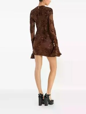 Remain Birger Christensen Floral Mesh Mini Dress - Brown