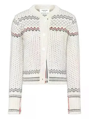Thom Browne Fair Isle-knit Cropped Cardigan - White