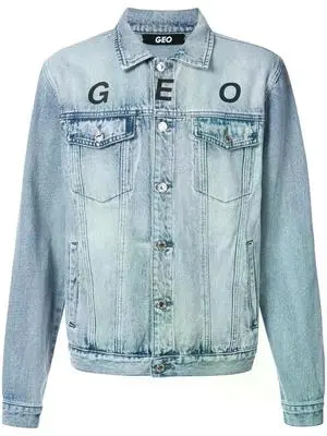 GEO Marble Denim Jacket - Blue