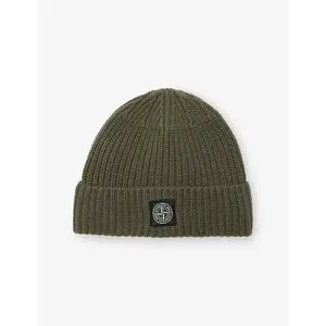 Stone Island Brand-patch Ribbed Wool Beanie - Green