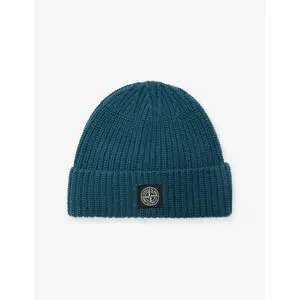 Stone Island Brand-patch Ribbed Wool Beanie - Dark Green