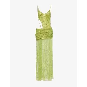 JADED LONDON Stellar Asymmetric Embellished Maxi Dress