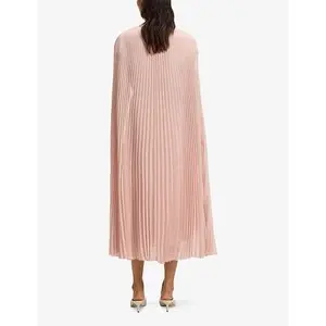 BOSS Pleated Belted Woven Midi Dress - Open Purple
