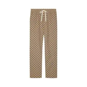 Gucci Gg Canvas Pant With Leather Interlocking G