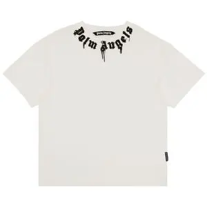Palm Angels Neck Logo Tee - White
