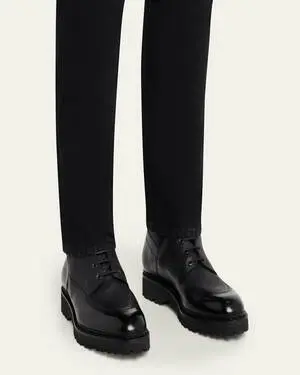 John Lobb Peak Leather Lace-up Boots With Rubber Sole