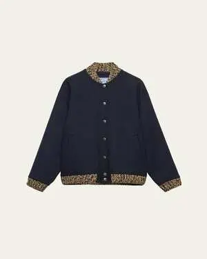 Prada Cashmere And Wool Bomber Jacket - Bleu