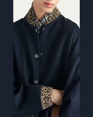 Prada Cashmere And Wool Bomber Jacket - Bleu