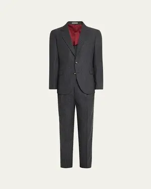 Brunello Cucinelli Virgin Wool Chalk Stripe Notch Lapel Sport Coat