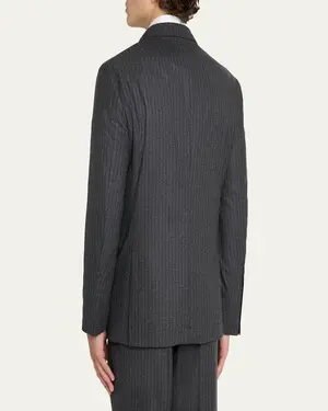 Brunello Cucinelli Virgin Wool Chalk Stripe Notch Lapel Sport Coat