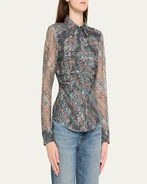 Ramy Brook Plaid Hamilton Button-front Blouse