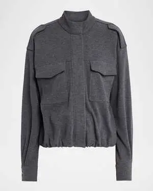 Brunello Cucinelli Felpa Jersey Safari Jacket - Gray