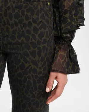 Ramy Brook Tyra Printed Wide-leg Jeans - Olive