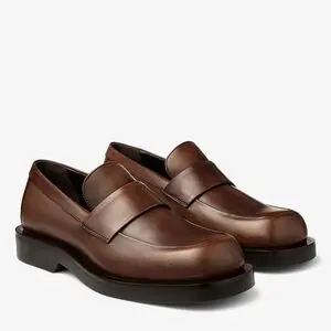 JIMMY CHOO Burnished Leather Loafers