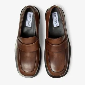 JIMMY CHOO Burnished Leather Loafers