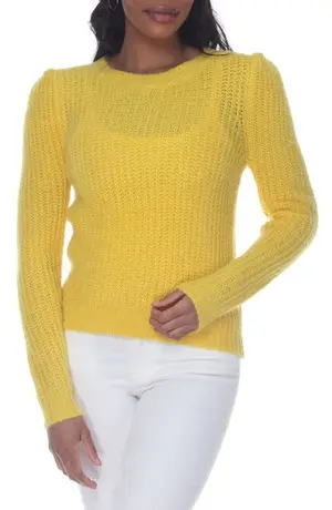 RAIN AND ROSE Ribbed Crewneck Sweater - Yellow
