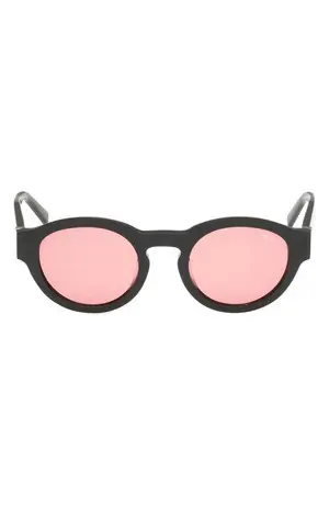 Abercrombie 49mm Round Sunglasses - Shiny Black /rose Lens