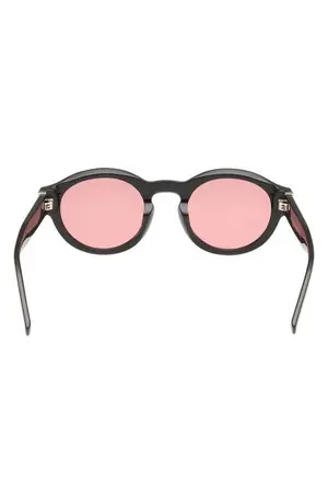 Abercrombie 49mm Round Sunglasses - Shiny Black /rose Lens