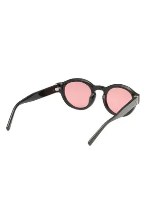 Abercrombie 49mm Round Sunglasses - Shiny Black /rose Lens