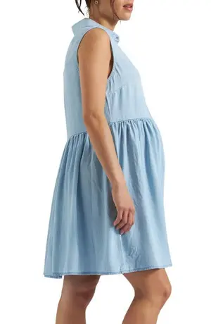 RIPE MATERNITY Sleeveless Chambray Shirt Dress - Clean Fade