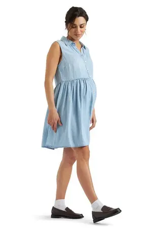 RIPE MATERNITY Sleeveless Chambray Shirt Dress - Clean Fade