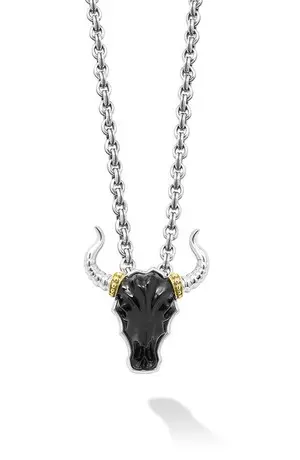Lagos Anthem Bull Pendant Necklace - Black