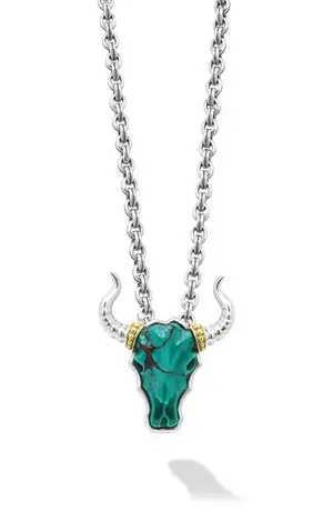 Lagos Anthem Bull Pendant Necklace - Turquoise