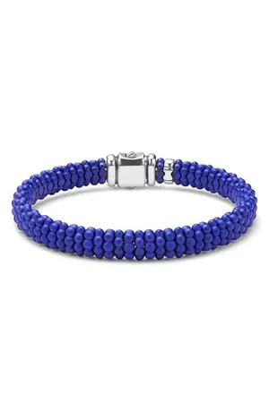 Lagos Anthem Ceramic Caviar Beaded Bracelet - Silver Blue