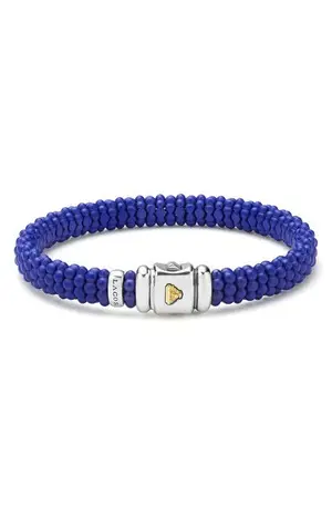 Lagos Anthem Ceramic Caviar Beaded Bracelet - Silver Blue