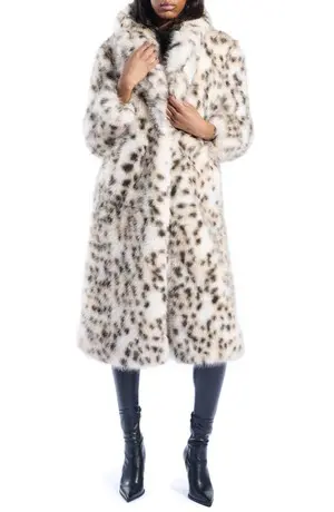 AZALEA WANG Leopard Print Faux Fur Coat