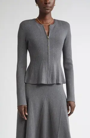 St. John Rib Knit Peplum Jacket