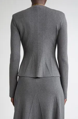 St. John Rib Knit Peplum Jacket