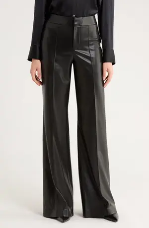 Alice + Olivia Dylan High-waist Flare Faux Leather Pants - Black