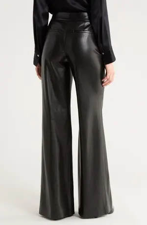 Alice + Olivia Dylan High-waist Flare Faux Leather Pants - Black