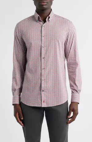 Johnnie-o Kirtland Check Stretch Button-down Shirt - Malibu Red