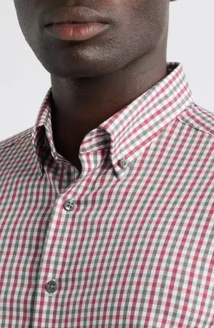 Johnnie-o Kirtland Check Stretch Button-down Shirt - Malibu Red