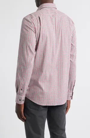 Johnnie-o Kirtland Check Stretch Button-down Shirt - Malibu Red
