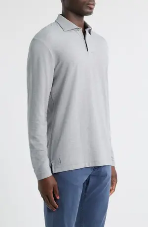 Johnnie-o Idris Top Shelf Long Sleeve Polo - Grey