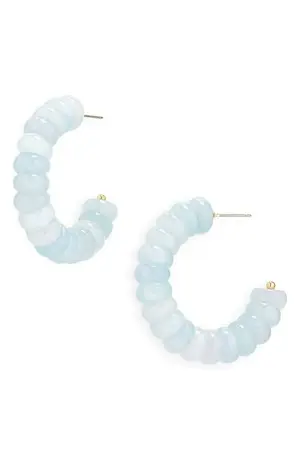 Lele Sadoughi Beaded Hoop Earrings - Blue Aventurine