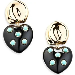 LIZZIE FORTUNATO Amore Heart Drop Earrings - Gold/black