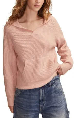 Lucky Brand V-neck Sweater Hoodie - Rose Smoke