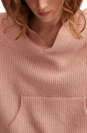 Lucky Brand V-neck Sweater Hoodie - Rose Smoke