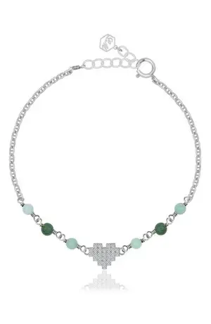 LA MENO Wild Heart Jade Bracelet - Silver/jade