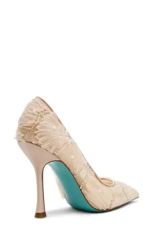 Betsey Johnson Roxie Beaded Flower Pump - Beige